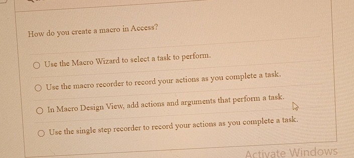 Solved How do you create a macro in Access?Use the Macro | Chegg.com