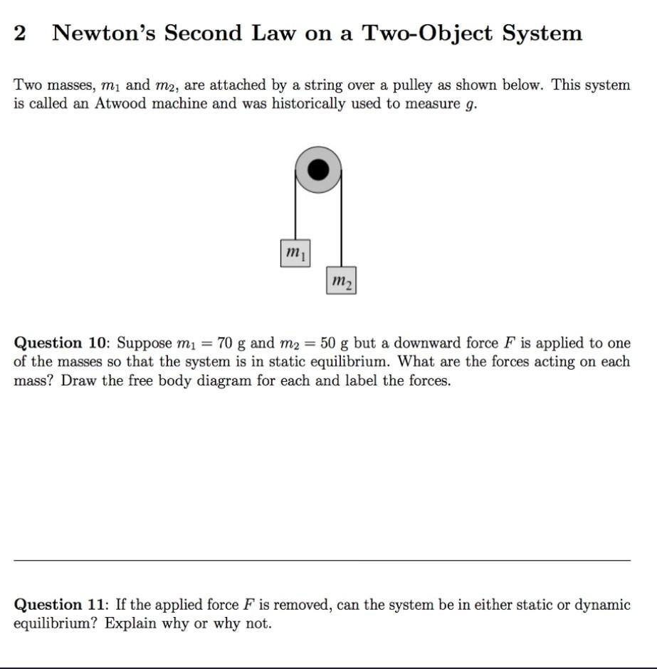 Solved Two masses, m1 and m2, are attached by a string over | Chegg.com