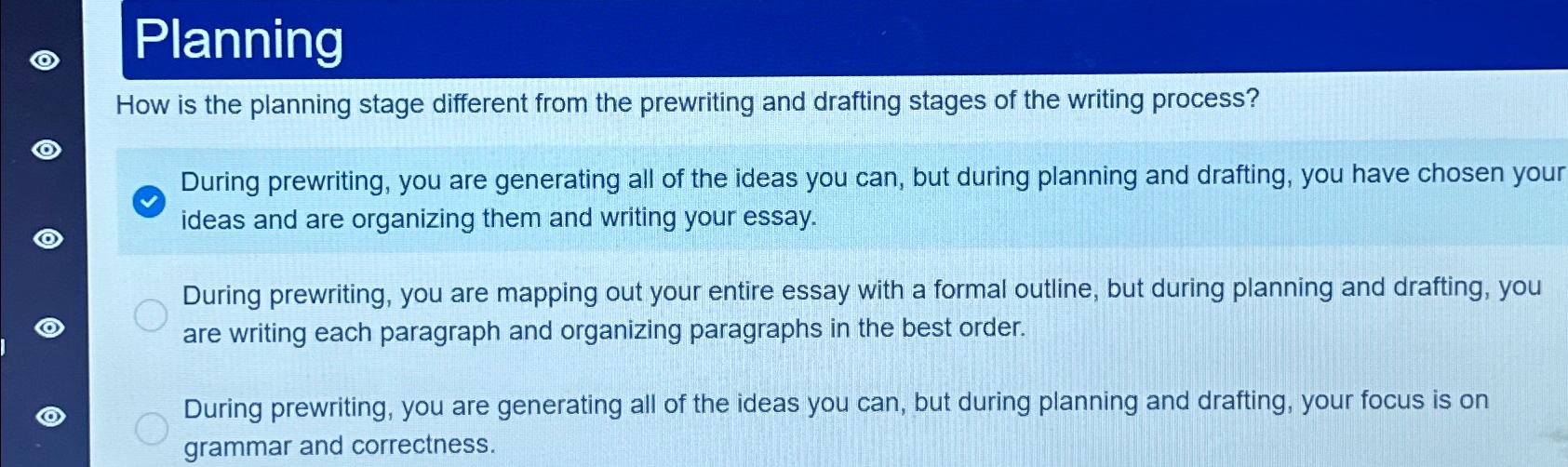 Solved PlanningHow is the planning stage different from the | Chegg.com