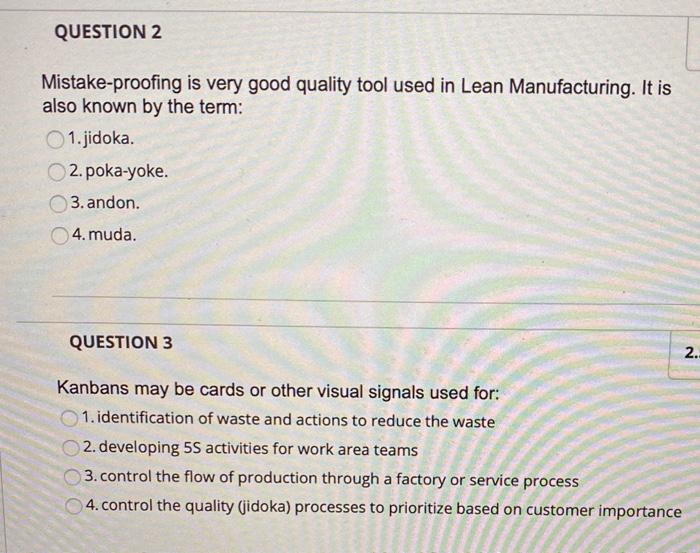 Solved QUESTION 2 Mistake-proofing is very good quality tool | Chegg.com