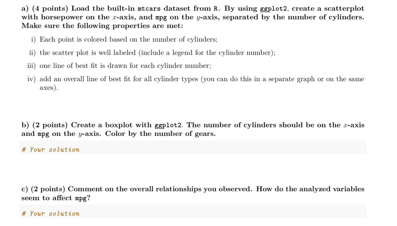 Solved A 4 ﻿points ﻿load The Built In Mtcars Dataset From