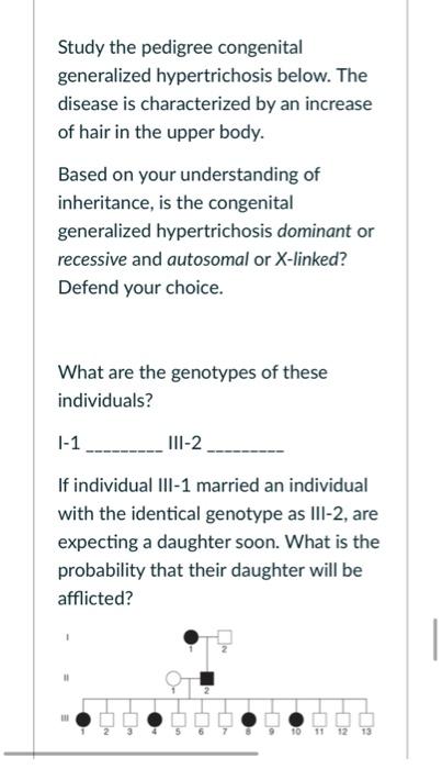 Solved Study the pedigree congenital generalized | Chegg.com