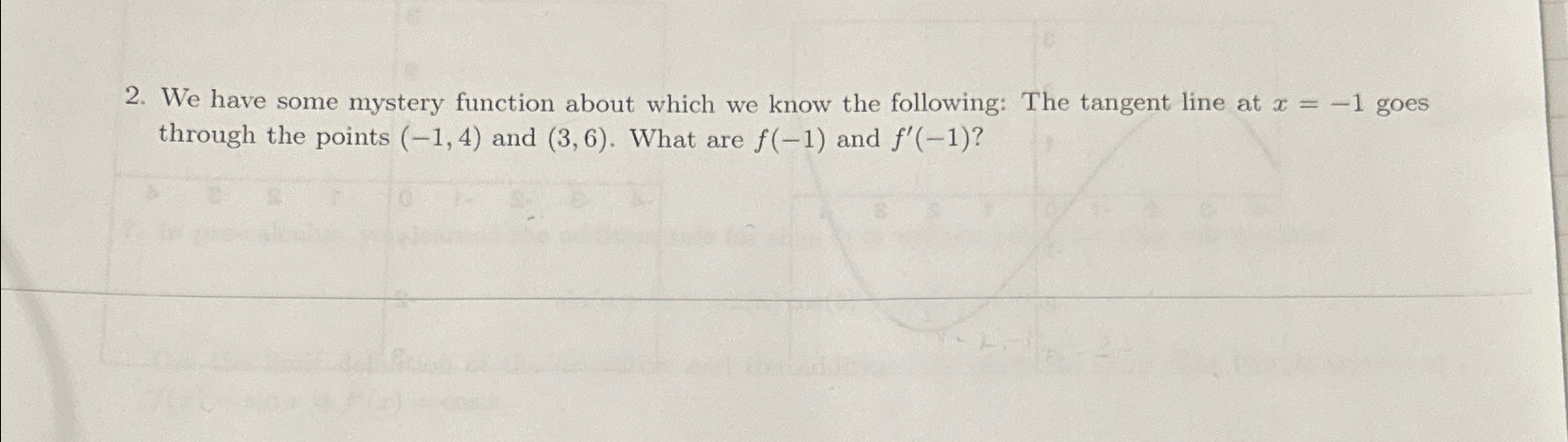 Solved We have some mystery function about which we know the | Chegg.com
