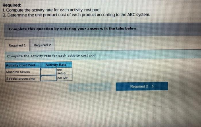 Solved Required: 1. Compute the activity rate for each | Chegg.com