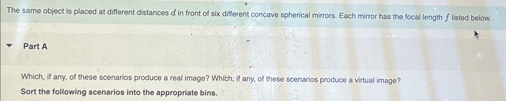 Solved The same object is placed at different distances d | Chegg.com