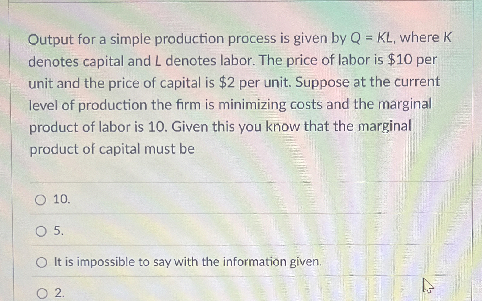 Solved Output for a simple production process is given by | Chegg.com