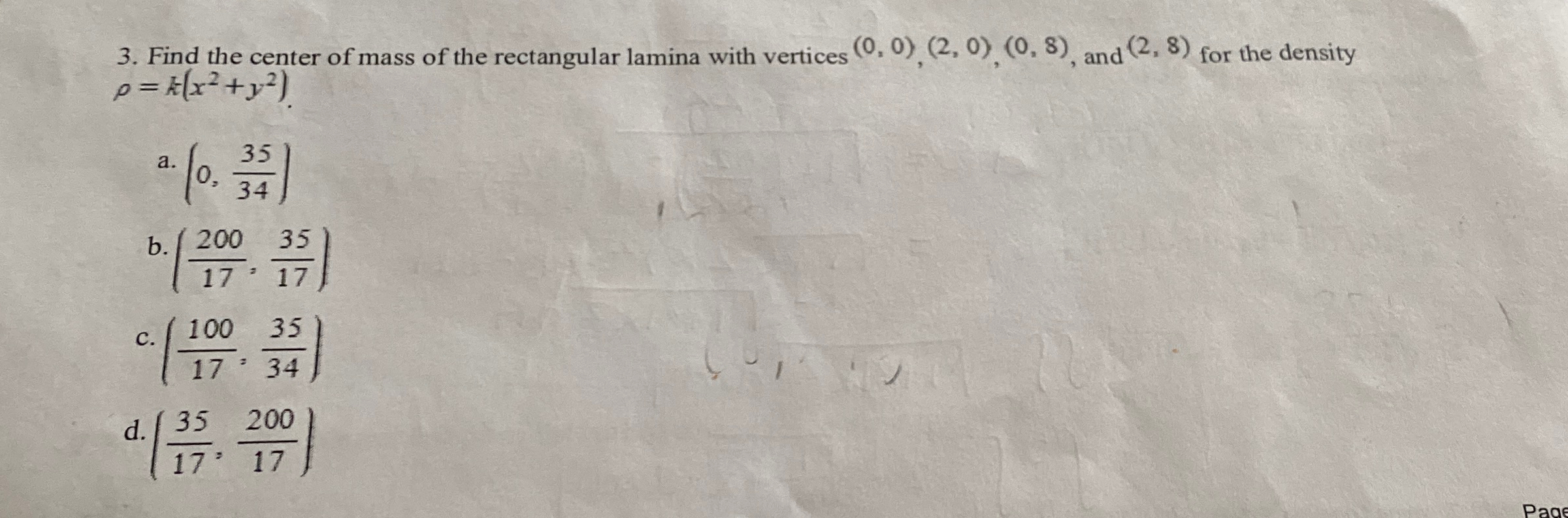 Solved Find the center of mass of the rectangular lamina | Chegg.com
