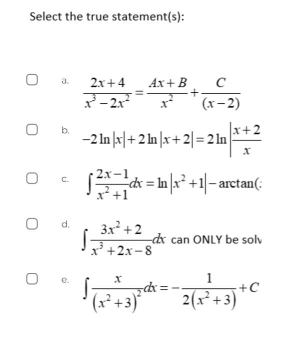 Solved Select the true statement(s): a. | Chegg.com
