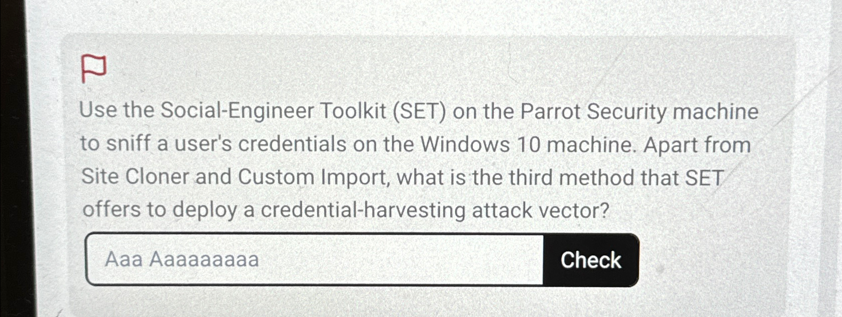 Solved Use the Social-Engineer Toolkit (SET) ﻿on the Parrot | Chegg.com