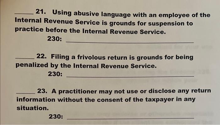 Solved 21. Using abusive language with an employee of the | Chegg.com