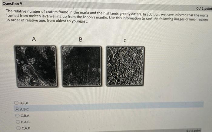 Solved Question 12 Identify the indicated lunar features by | Chegg.com