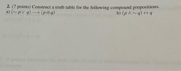 Solved 2. (7 points) Construct a truth table for the | Chegg.com Solved 2. (7 points) Construct a truth table for the | Chegg.com