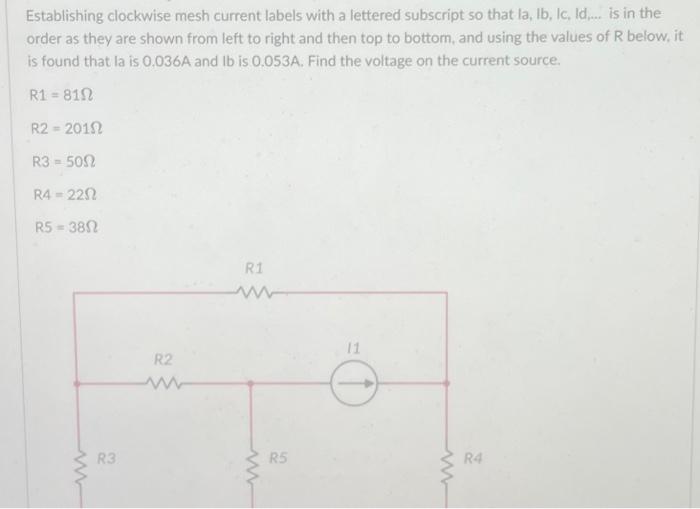Establishing clockwise mesh current labels with a | Chegg.com
