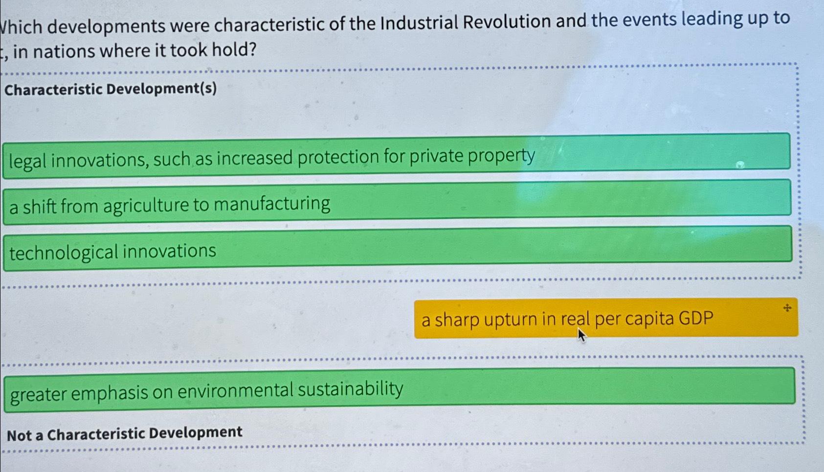 Solved Which developments were characteristic of the | Chegg.com
