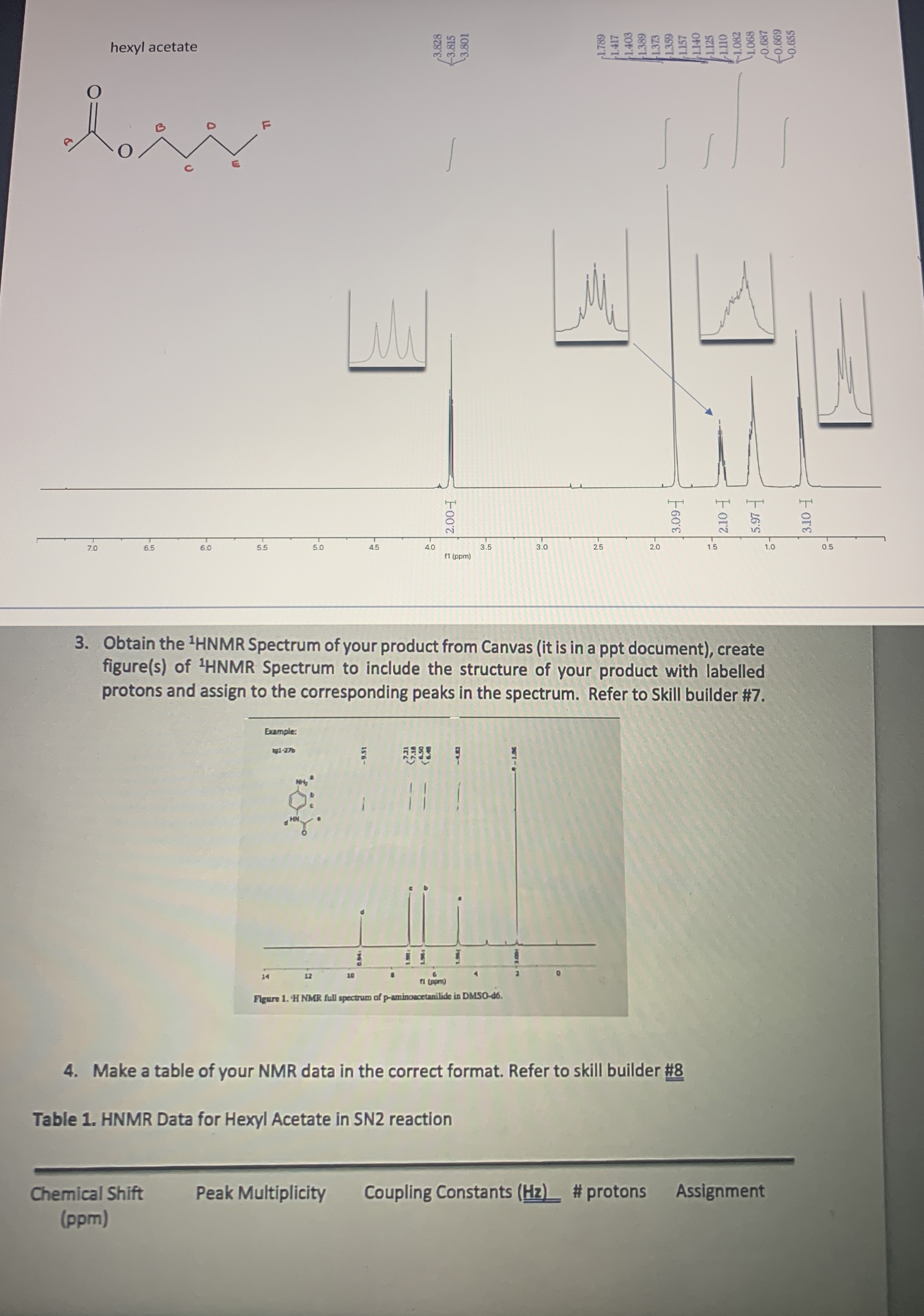 Solved by an EXPERT hexyl acetate3. ﻿Obtain the ?1 ﻿HNMR Spectrum of ...