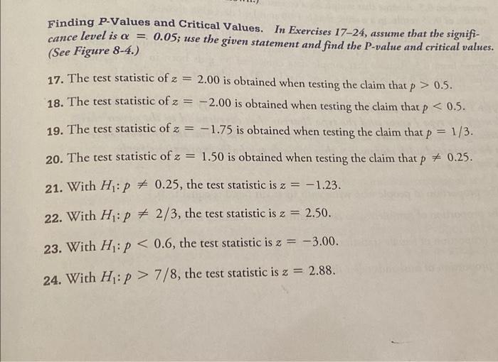Solved Finding P-Values and Critical Values. In Exercises | Chegg.com