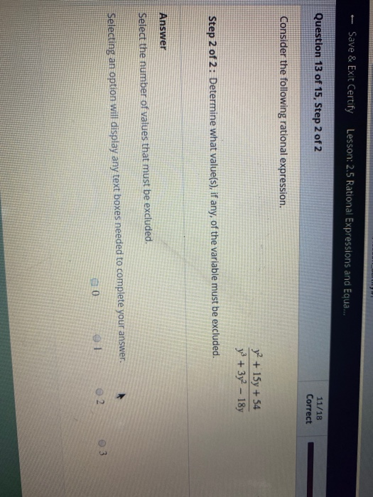 Solved Save & Exit Certify Lesson: 2.5 Rational Expressions | Chegg.com