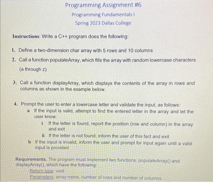 Solved Programming Fundamentals I Spring 2023 Dallas College | Chegg.com