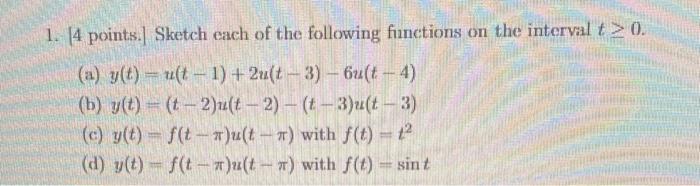 Solved 1. [4 points.] Sketch each of the following functions | Chegg.com
