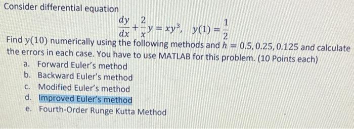 Solved Dx X Consider Differential Equation Dy 2 1 Y 
