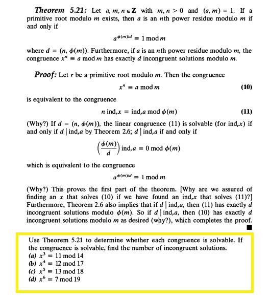 Solved Theorem 5.21: Let a, m, n e Z with m, n > 0 and (a,m) | Chegg.com