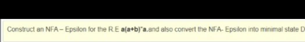 Solved Construct an NFA- Epsilon for the RE a(a+b)"a.and | Chegg.com