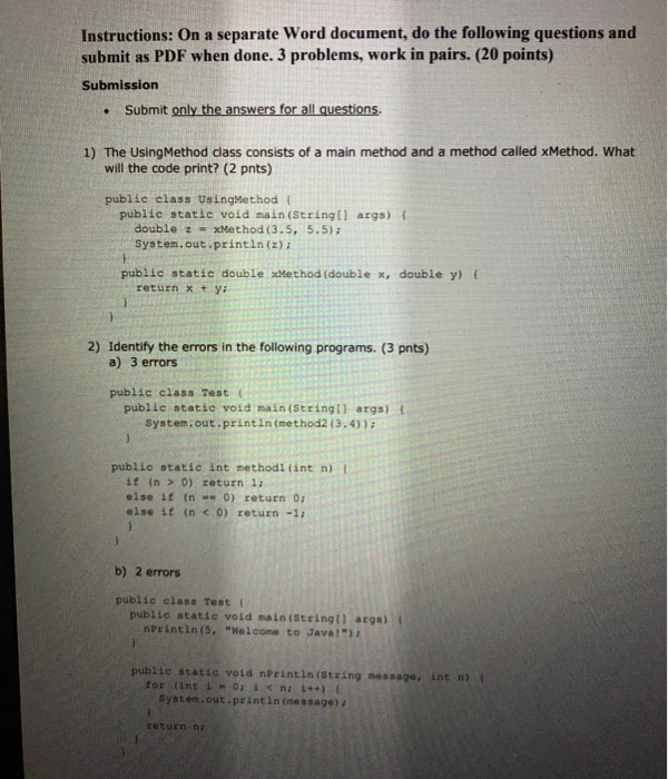 Solved Instructions: On a separate Word document, do the | Chegg.com