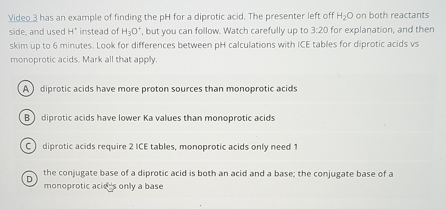 Solved Video 3 has an example of finding the pH for a | Chegg.com