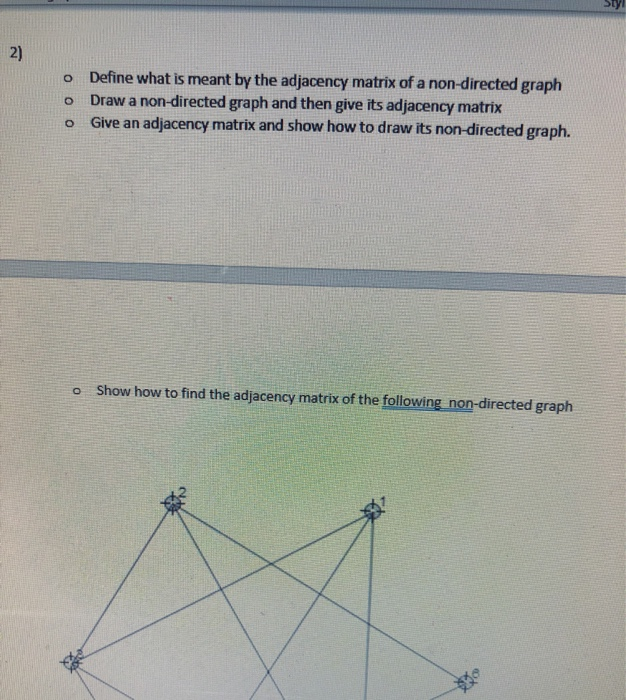 Solved sty 2) O O Define what is meant by the adjacency | Chegg.com