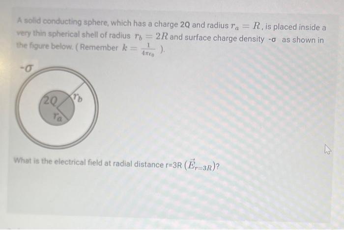 Solved A solid conducting sphere, which has a charge 2Q and | Chegg.com