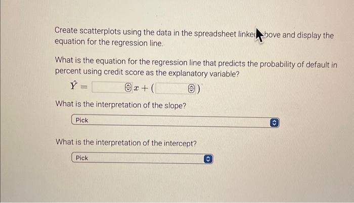 Create scatterplots using the data in the spreadsheet | Chegg.com