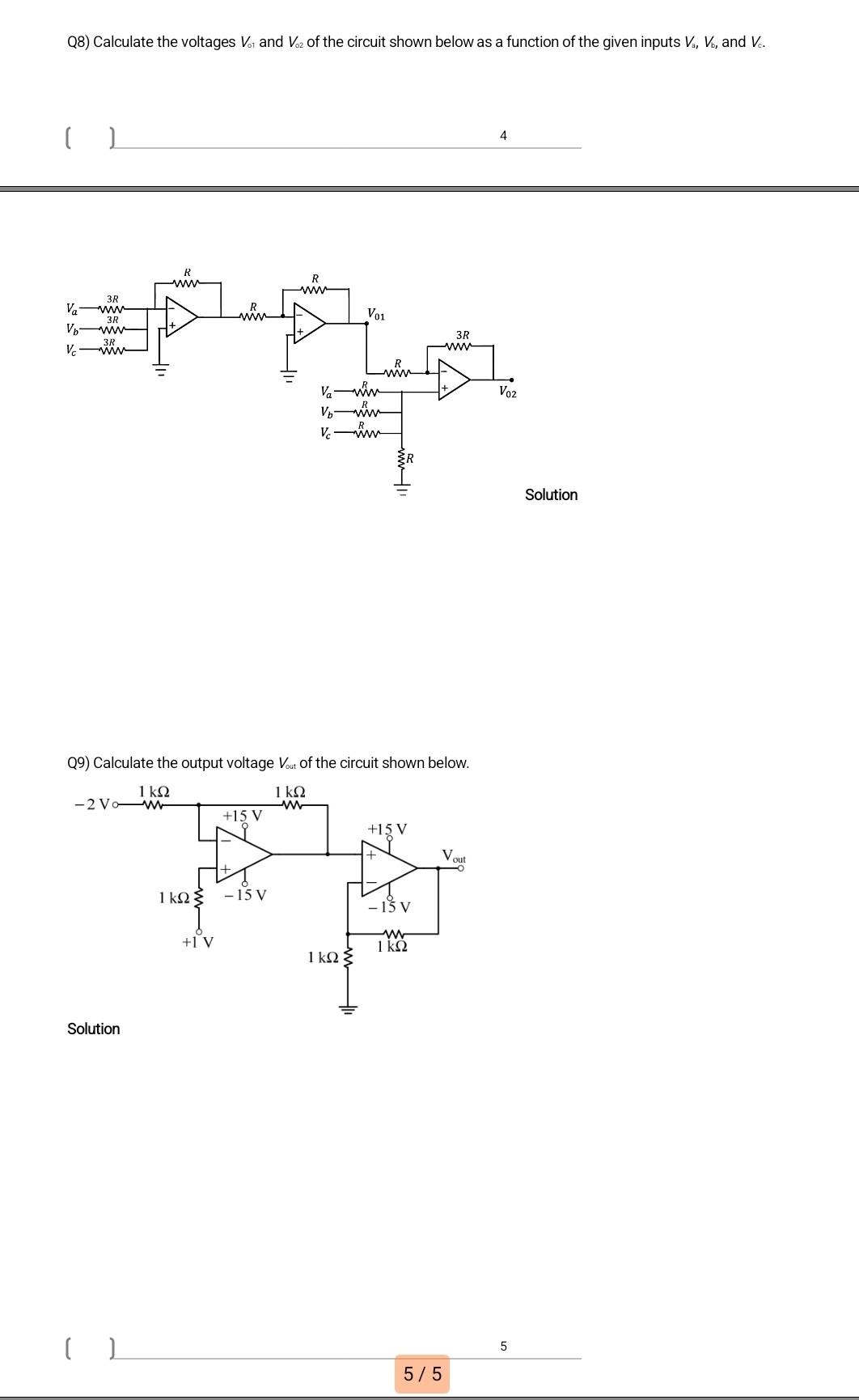 Solved Q5) Calculate the output voltage vout of the circuit | Chegg.com