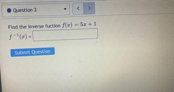 Solved Find the inverse fuction f(x)=5x+1 f−1(x)=Find the | Chegg.com