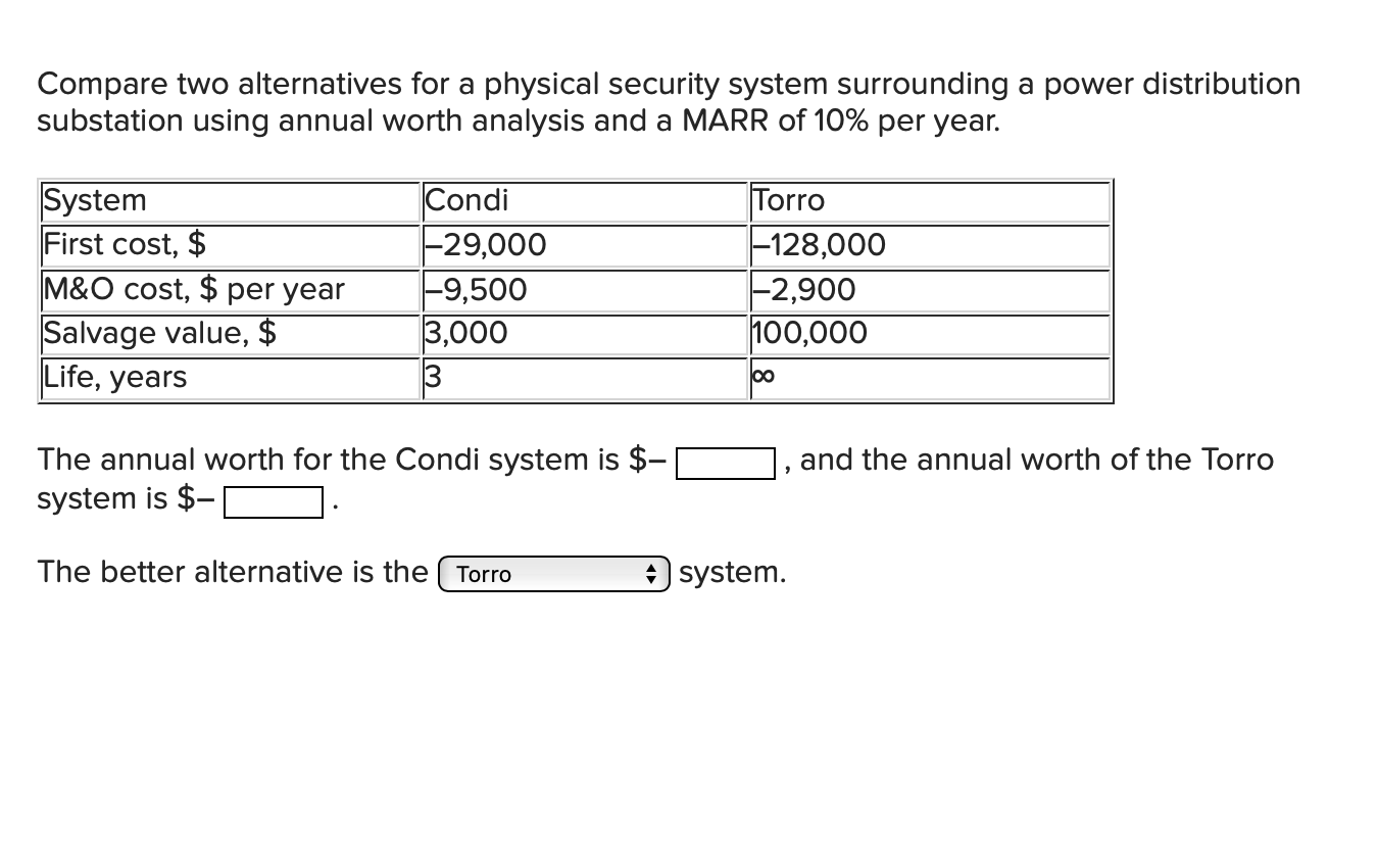 Solved Compare two alternatives for a physical security | Chegg.com