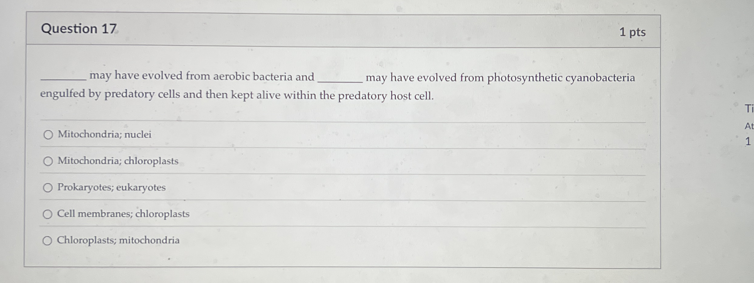 Solved Question 171 ﻿ptsmay have evolved from aerobic | Chegg.com