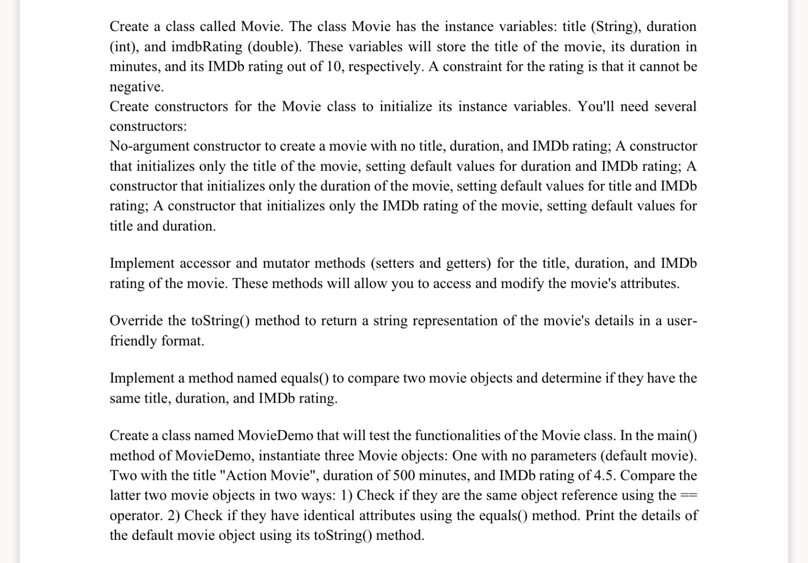 Solved Create a class called Movie. The class Movie has the | Chegg.com