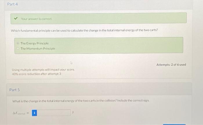 Solved In a physics lab, two carts move in the +x direction | Chegg.com