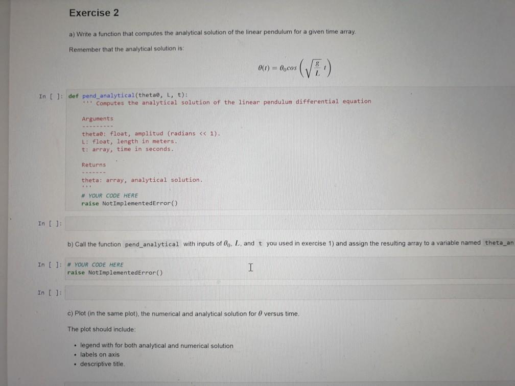 Solved Exercise 2 a) Write a function that computes the | Chegg.com