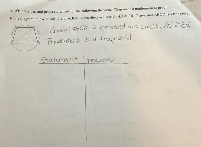 Solved 5. Write a given and prove statement for the | Chegg.com