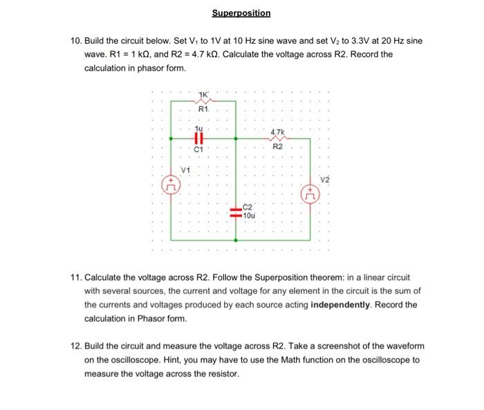 Solved 10. Build the circuit below. Set V1 to 1 V at 10 Hz | Chegg.com