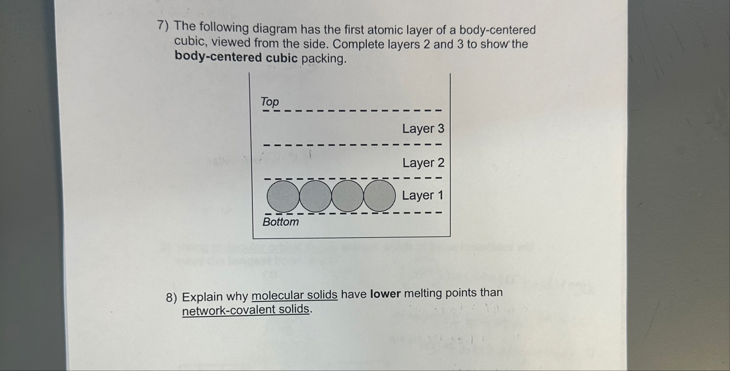 Solved The following diagram has the first atomic layer of a | Chegg.com