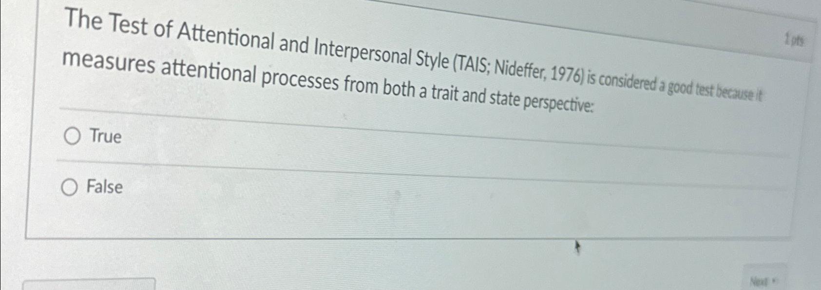 Solved The Test of Attentional and Interpersonal Style | Chegg.com
