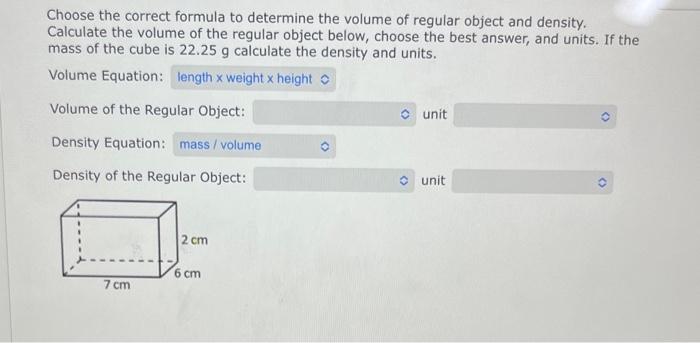 Solved Choose the correct formula to determine the volume of | Chegg.com