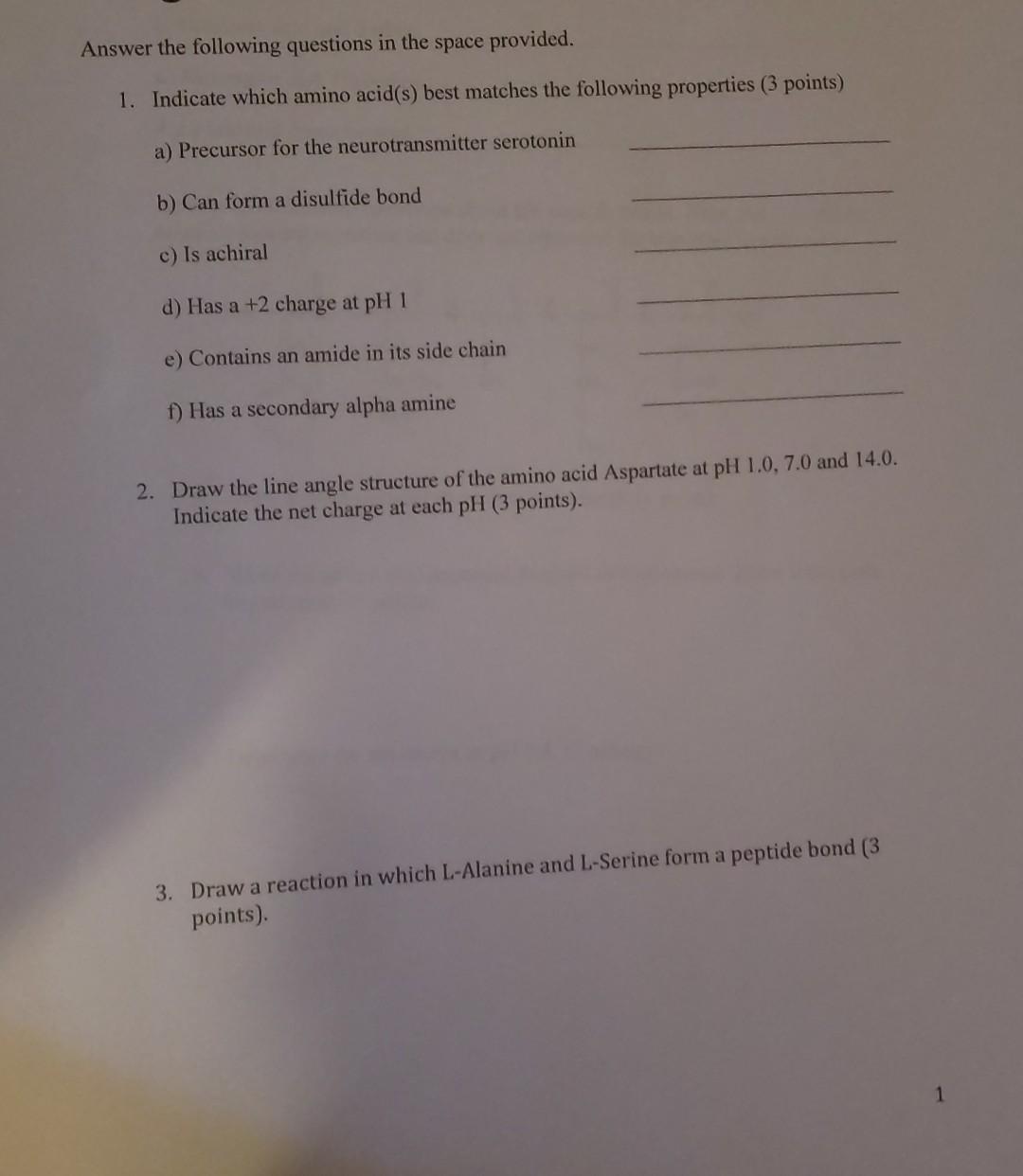 Solved Answer the following questions in the space provided. | Chegg.com
