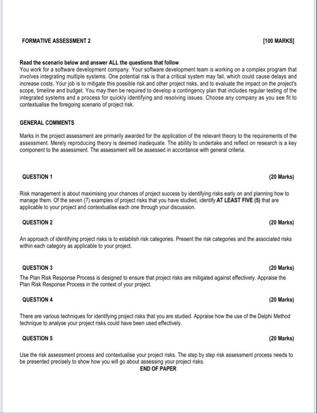 Solved FORMATIVE ASSESSMENT 2[100 ﻿MARKS]Read the scenario | Chegg.com