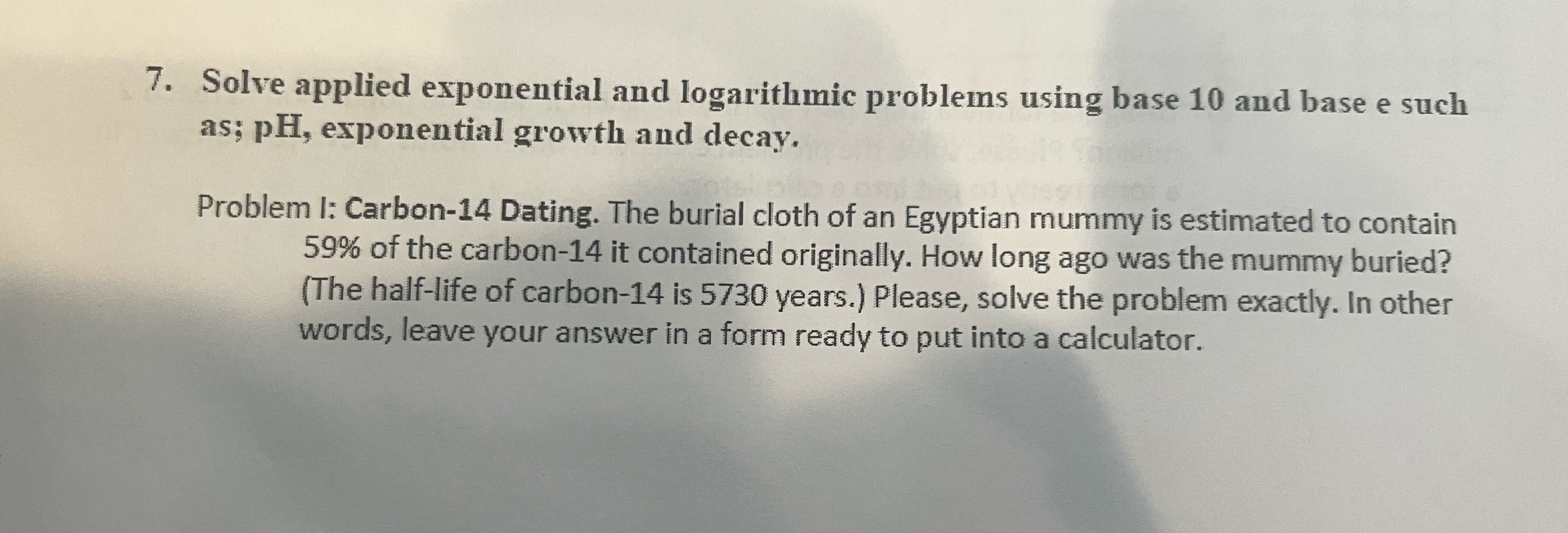 Solved Solve applied exponential and logarithmic problems | Chegg.com