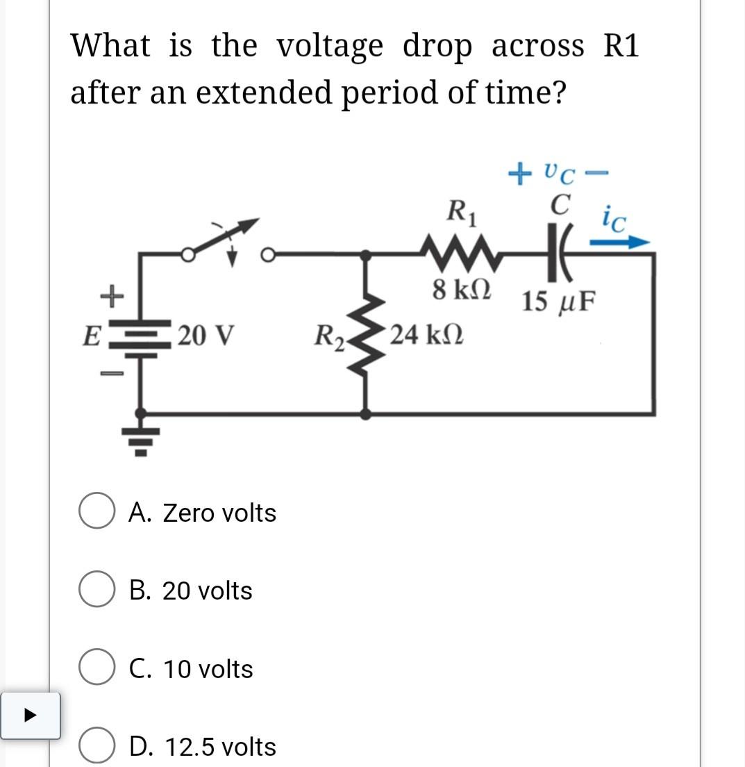 Solved What is the voltage drop across R1 after an extended | Chegg.com