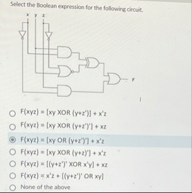 Select the Boolean expression for the following | Chegg.com