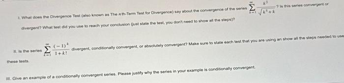 Solved 1. What does the Diverpence Test (also known as The n | Chegg.com