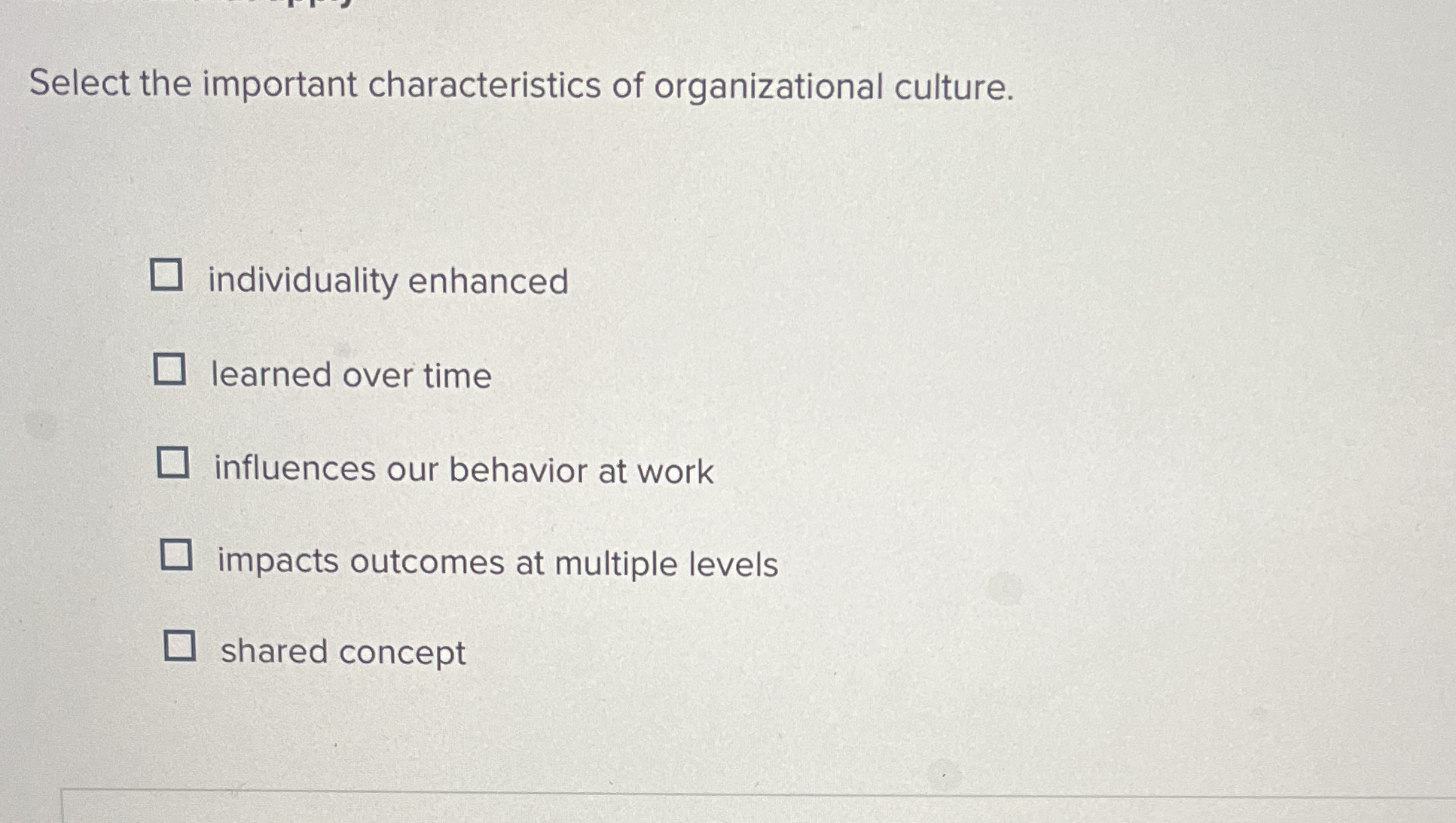 Solved Select the important characteristics of | Chegg.com